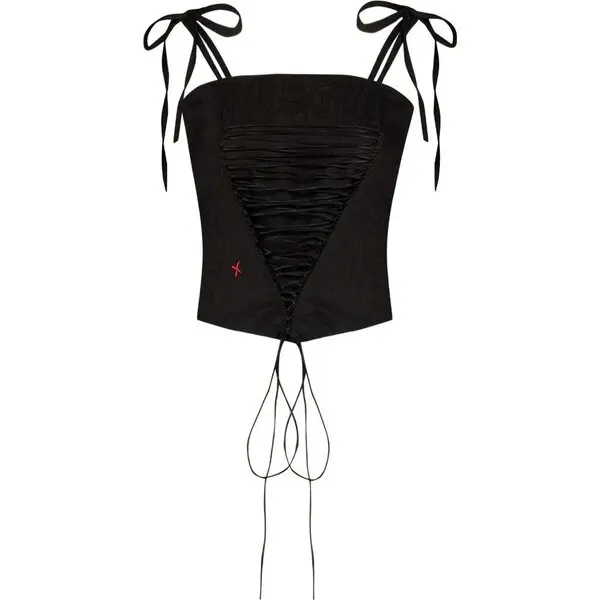 PCFG Corset Top With Tie Detailing - Black
