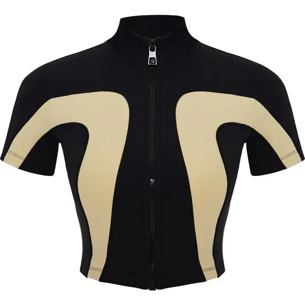 PCFG Cropped Zip-up Top With Contrast Paneling