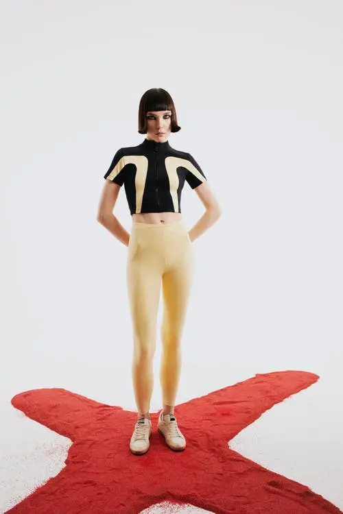 PCFG Cropped Zip-up Top With Contrast Paneling