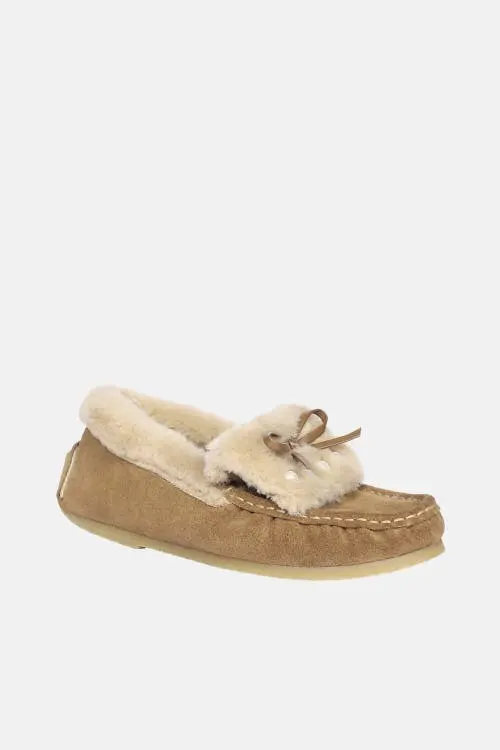 JELAVU Moscow Suede Moccasin Slipper - Cognac