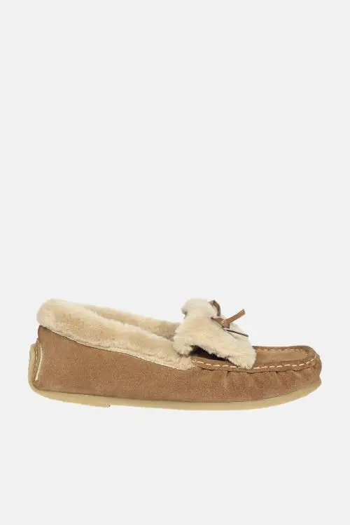 JELAVU Moscow Suede Moccasin Slipper - Cognac