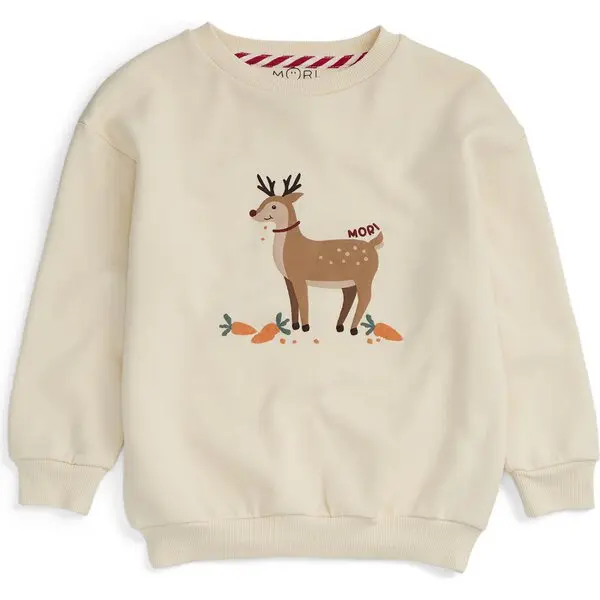 MORI Reindeer Print Oversized Sweatshirt - Reindeer & Cream