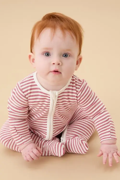 MORI Stripe Zip-up Sleepsuit