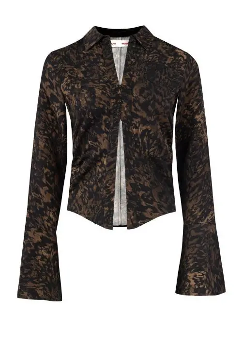 PCFG Fitted V-neck Slit Waist Shirt