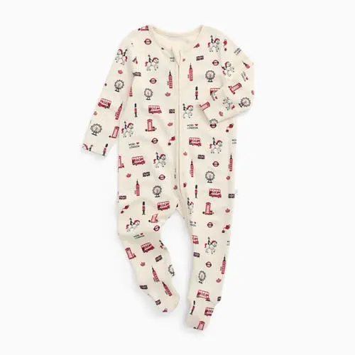MORI Printed Two-way Zip-up Sleepsuit - London