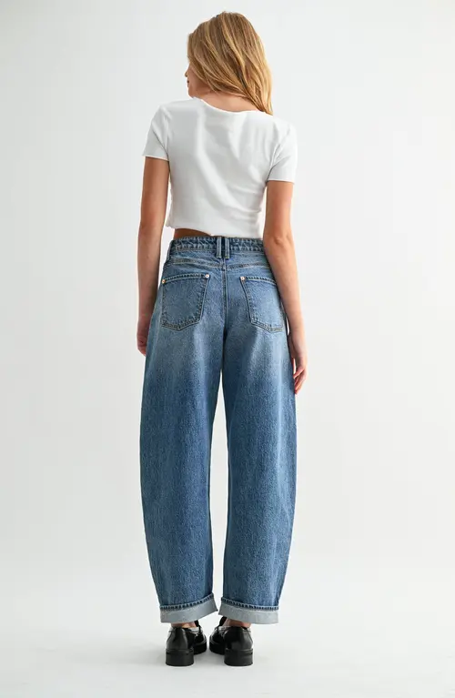 JEMINA DENIM High Waist Barrel Jeans - Medium Wash