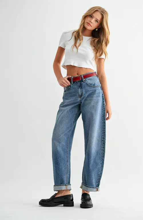 JEMINA DENIM High Waist Barrel Jeans - Medium Wash