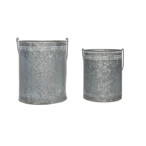 TRANSPAC Christmas Let It Snow Bucket Lanterns Set Of 2 Metal