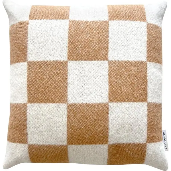 MAISON DEUX Checkerboard Cushion Cover - Brown
