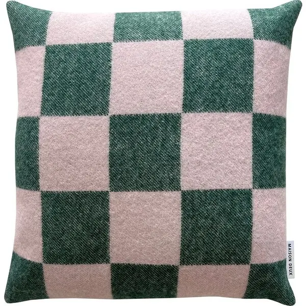 MAISON DEUX Checkerboard Cushion Cover - Green