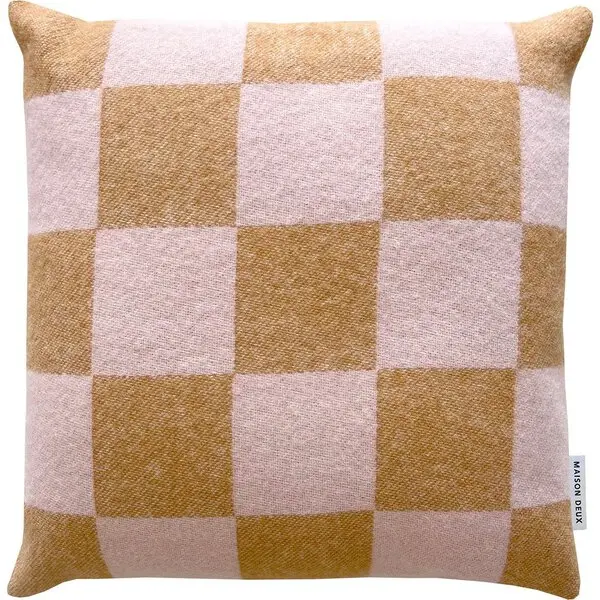 MAISON DEUX Checkerboard Cushion Cover - Pink/brown