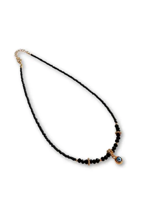 HUMANIST BEAUTY Evil Eye Charm Necklace - Black