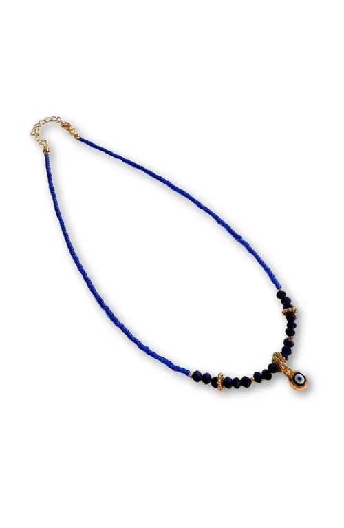 HUMANIST BEAUTY Evil Eye Charm Necklace - Blue