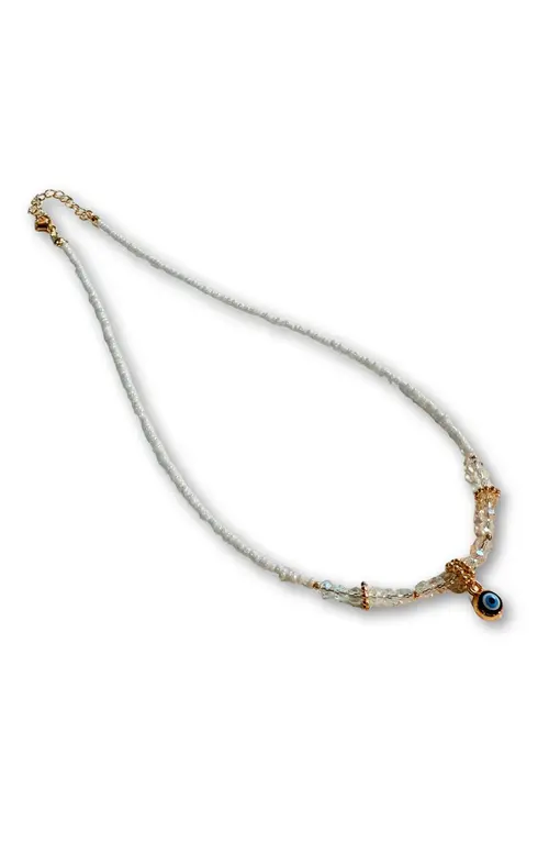HUMANIST BEAUTY Evil Eye Charm Necklace - Clear