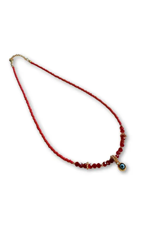 HUMANIST BEAUTY Evil Eye Charm Necklace - Red