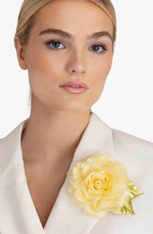 HELENA SIMON Rose Floral Brooch - Yellow