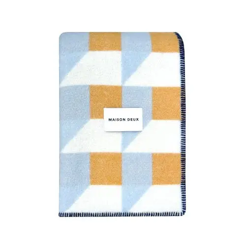 MAISON DEUX Cubics Blanket - Medium Blue