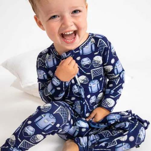 LEV BABY Convertible Baby Pajamas Romper - Navy Blue