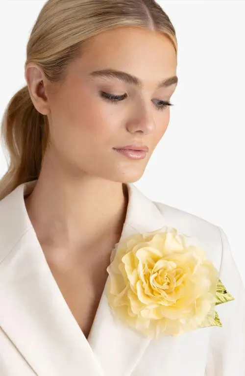 HELENA SIMON Rose Floral Brooch - Yellow