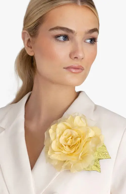 HELENA SIMON Rose Floral Brooch - Yellow