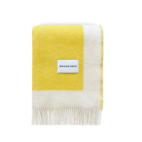 MAISON DEUX Color Block Blanket - Medium Yellow