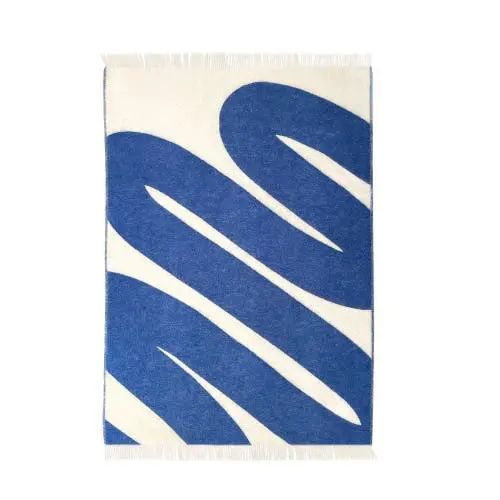 MAISON DEUX Swirl Blanket - Medium Blue
