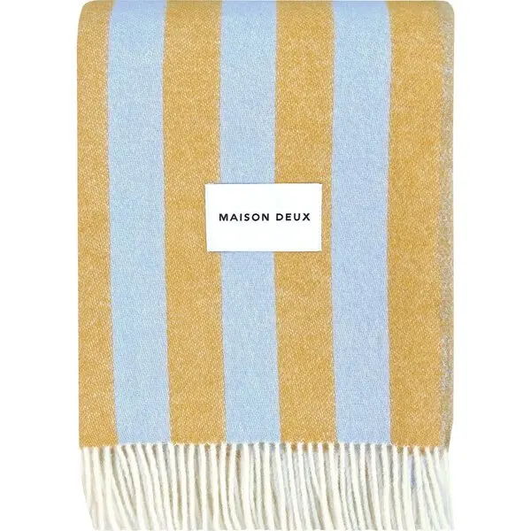 MAISON DEUX Candy Wrap Blanket - Blue/honey
