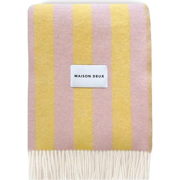 MAISON DEUX Candy Wrap Blanket - Yellow/medium Pink