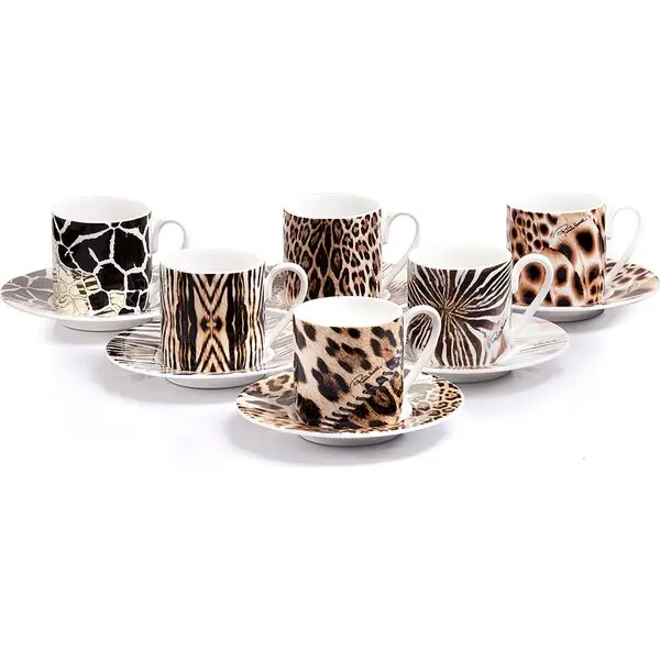 Roberto Cavalli 6pcs Coffee Cup & Saucer With Luxury Box - Africa
