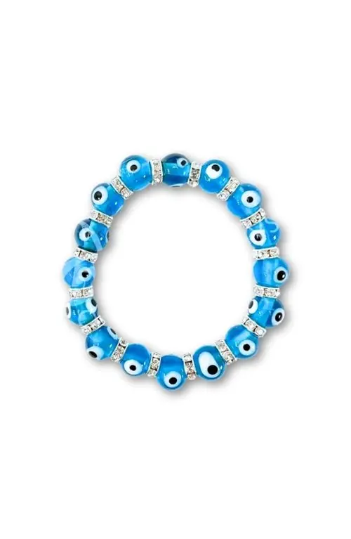 HUMANIST BEAUTY Evil Eye Beaded Bracelet - Aqua