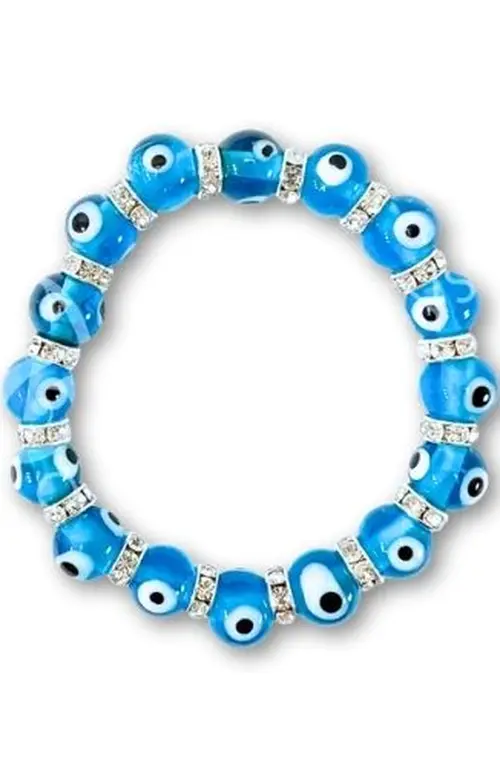 HUMANIST BEAUTY Evil Eye Beaded Bracelet - Aqua