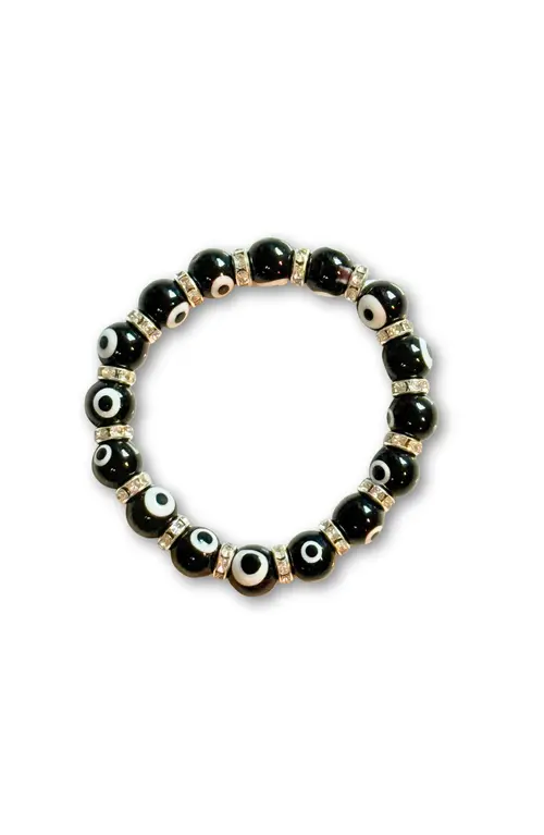 HUMANIST BEAUTY Evil Eye Beaded Bracelet - Black