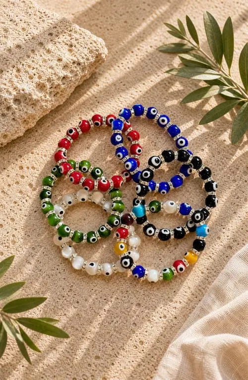 HUMANIST BEAUTY Evil Eye Beaded Bracelet - Blue