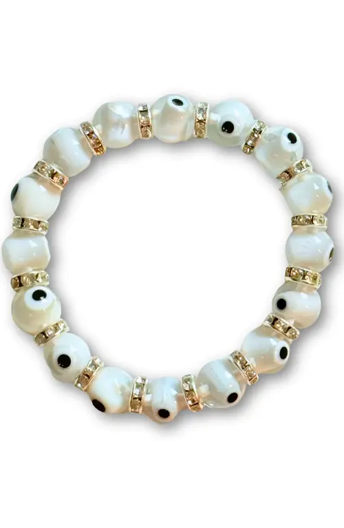 HUMANIST BEAUTY Evil Eye Beaded Bracelet - White