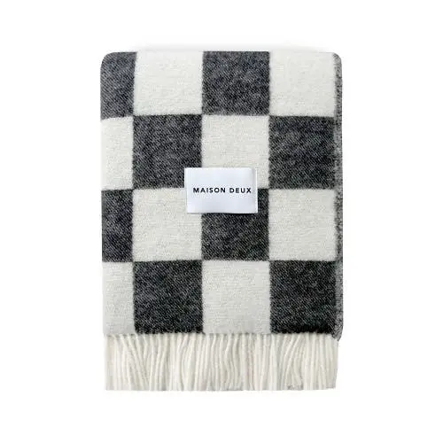 MAISON DEUX Checkerboard Blanket - Black