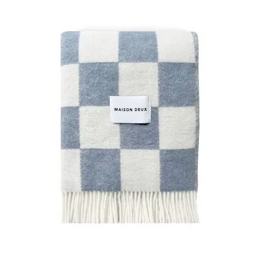 MAISON DEUX Checkerboard Blanket - Medium Blue