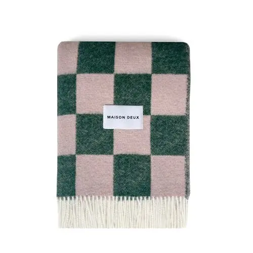 MAISON DEUX Checkerboard Blanket - Medium Green
