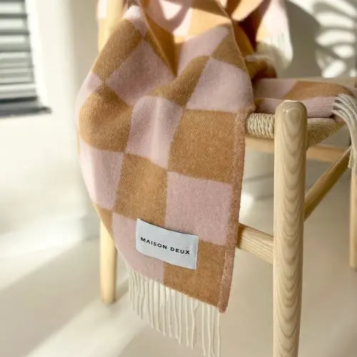 MAISON DEUX Checkerboard Blanket - Pink/brown