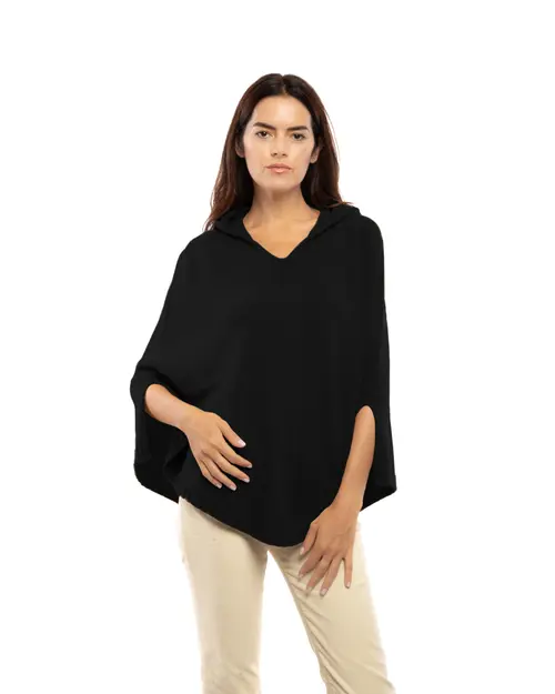 MONTICELLI CASHMERE Cashmere Hooded Poncho - Black