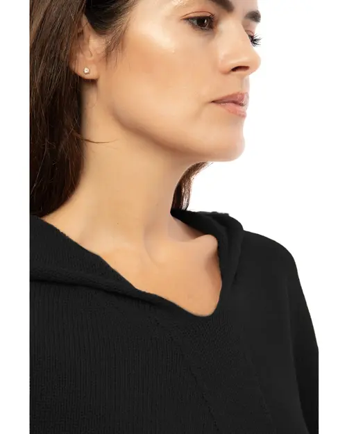 MONTICELLI CASHMERE Cashmere Hooded Poncho - Black