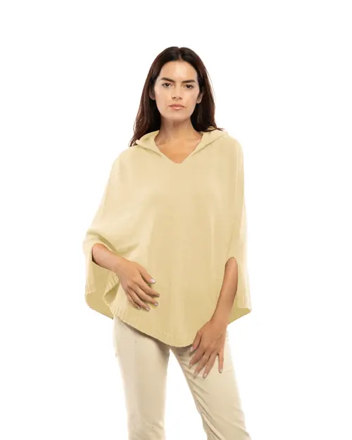 MONTICELLI CASHMERE Cashmere Hooded Poncho - Butter Yellow