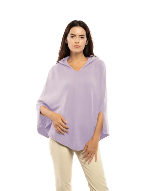 MONTICELLI CASHMERE Cashmere Hooded Poncho - Lilac