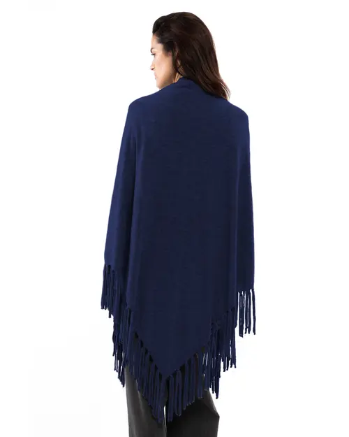 MONTICELLI CASHMERE Pure Cashmere Fringe Wrap - Blue