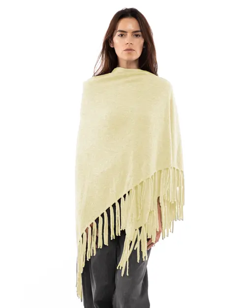 MONTICELLI CASHMERE Pure Cashmere Fringe Wrap - Butter Yellow