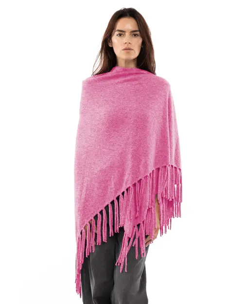 MONTICELLI CASHMERE Pure Cashmere Fringe Wrap - Fuchsia