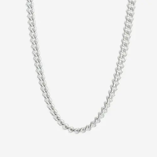 7879 Baby Filed Curb Chain Necklace - Silver