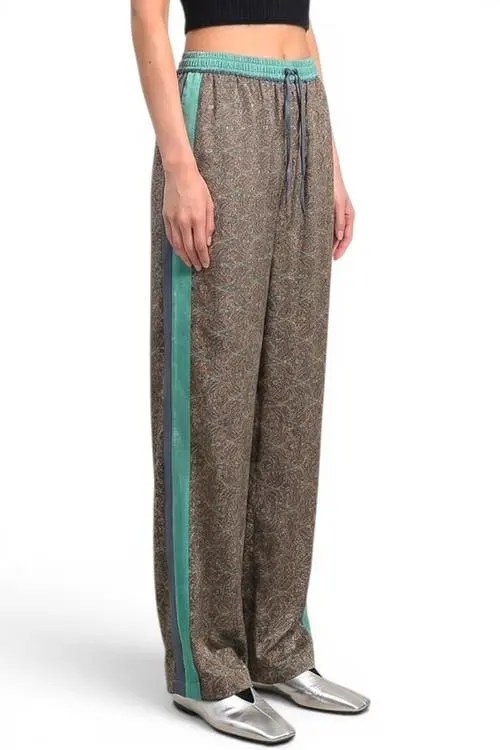 MONZLAPUR Paisley Motif Pant With Stripe - Mint