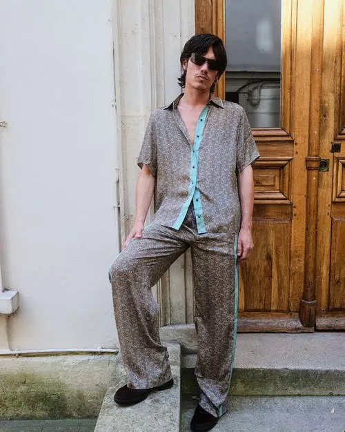 MONZLAPUR Paisley Motif Pant With Stripe - Mint