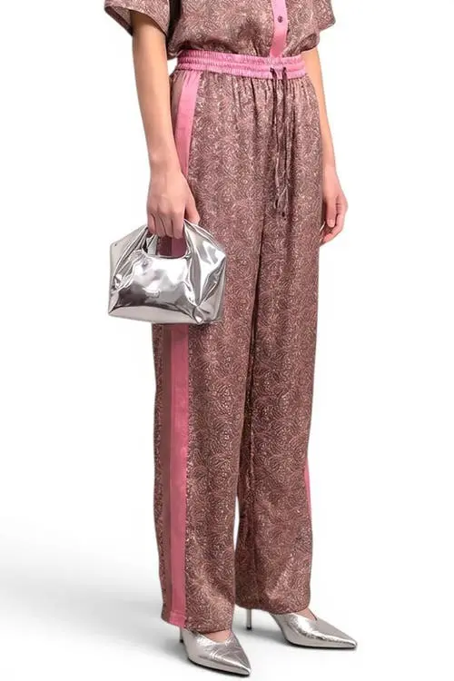 MONZLAPUR Paisley Motif Pant With Stripe - Rosé