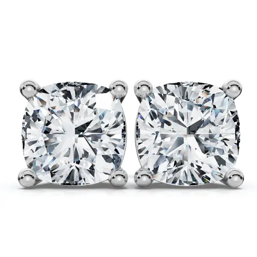 BLISS DIAMOND 2ct Tw Cushion Cut Lab Grown Diamond Stud Earrings - 14k White Gold
